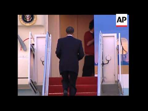 US President Obama departs enroute to Prague