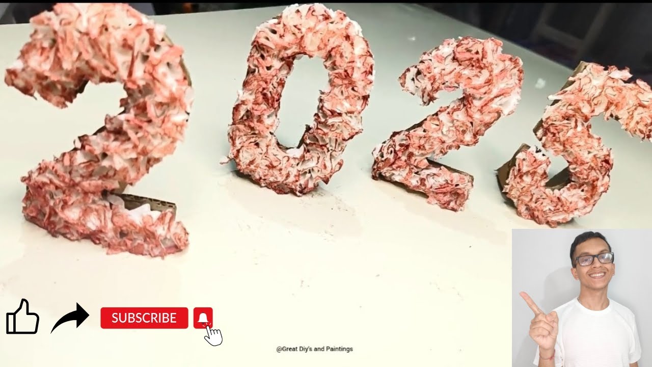 DIY 2025 New Year Decoration: Cardboard, Tissue Paper & Clay Craft ...