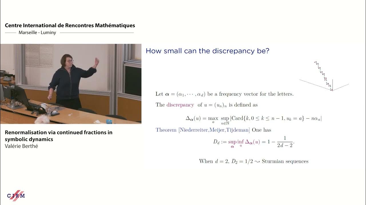 Valérie Berthe : Renormalisation via continued fractions in symbolic dynamics - YouTube