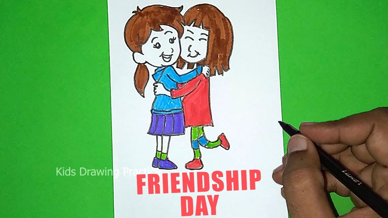 Friendship Day Drawing | How to draw Best Friend - YouTube