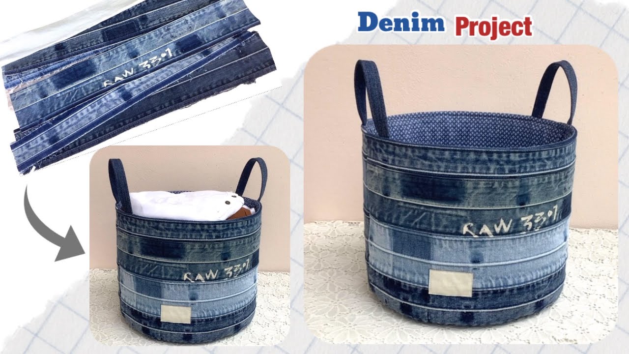 sewing diy a laundry basket from waistbands,how to sew a small denim ...