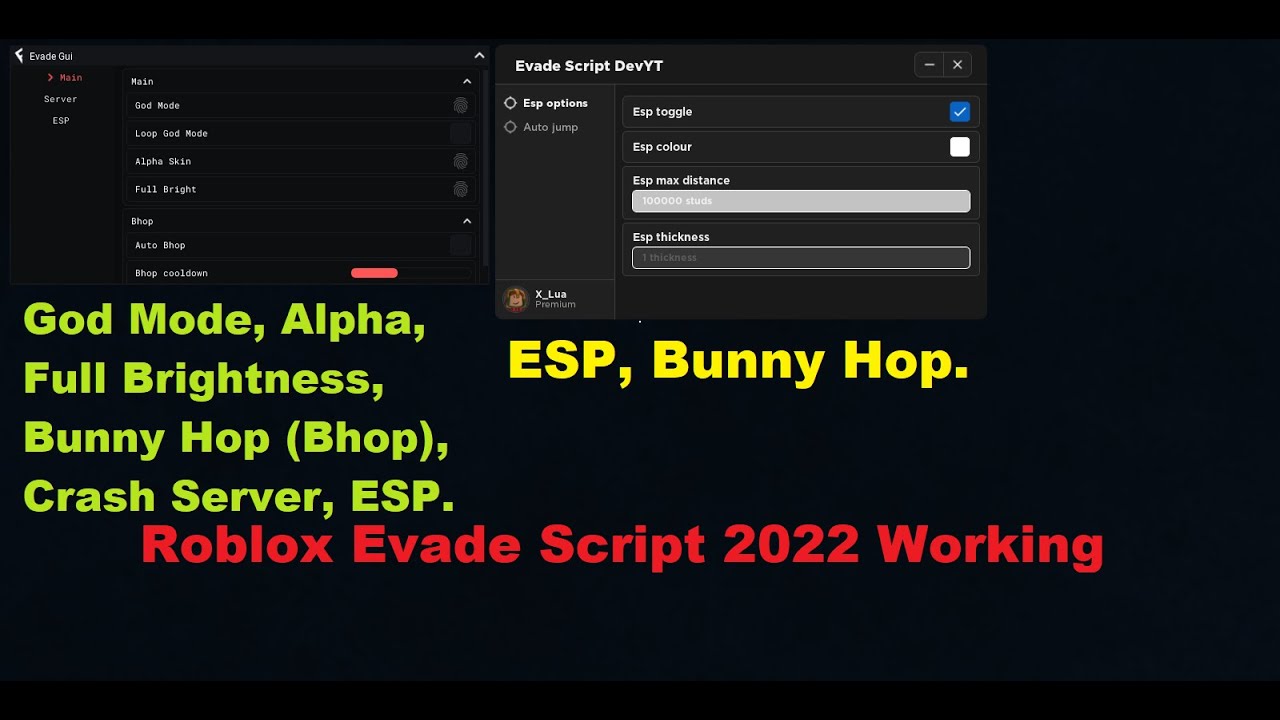 Evade Script (UPDATED) | ESP, Bunny Hop. [LuaXe] - YouTube