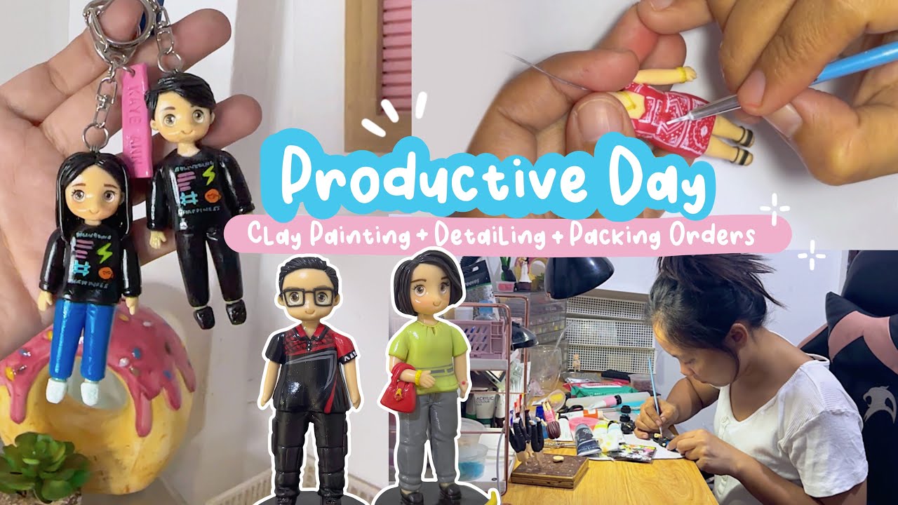 Clay Business Diaries🌷Clay Painting + Detailing + Packing Orders - YouTube