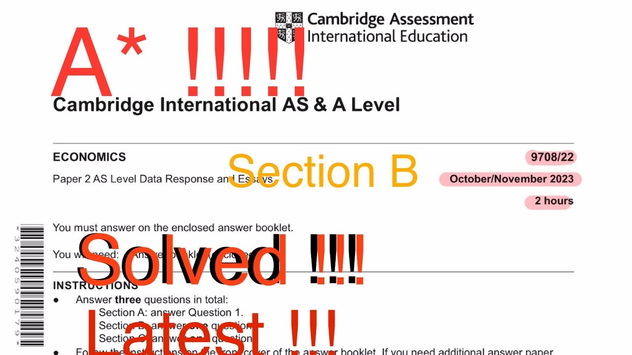 as level economics 9708/22/O/N/23 past paper solved section B - YouTube
