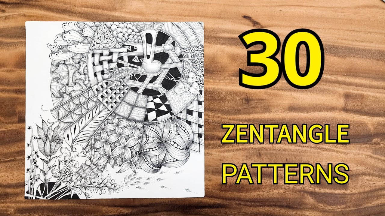 30 Zentangle Patterns / 30 個禪繞圖樣結合 #2023從心出發 - YouTube