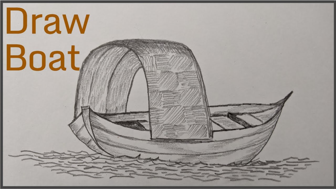 How to draw a boat easy and step by step. Pencil sketch & shading ...