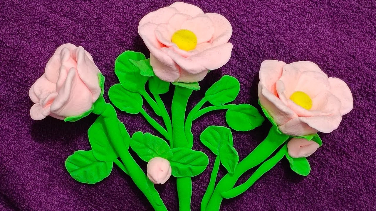 Beautiful Roses, crafts from clay |DIY| bunga mawar - YouTube