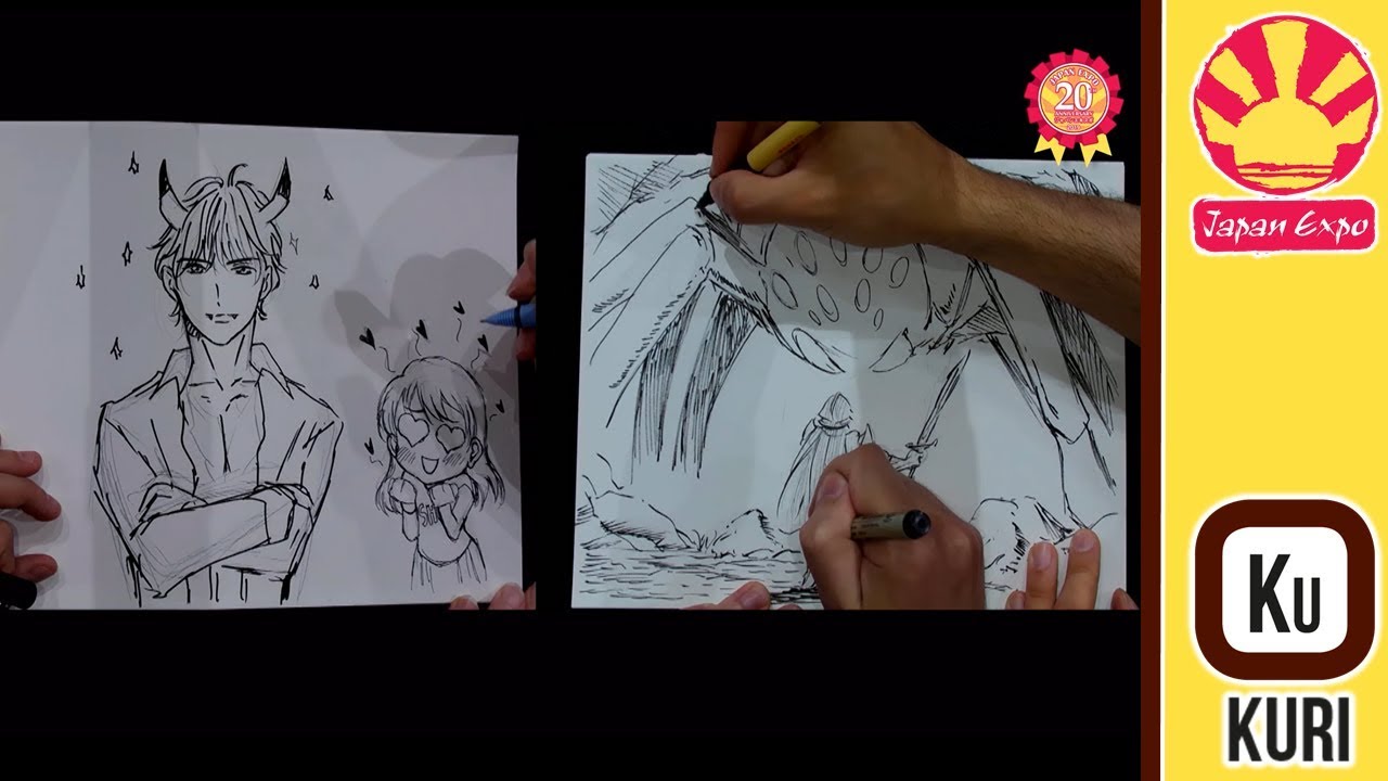 Japan Expo 20e Impact -DrawBattle Shojo VS shonen [Kuri] - YouTube
