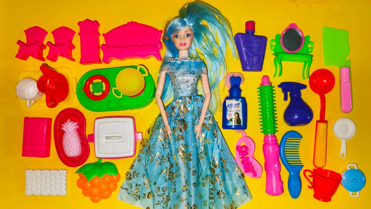Miniature kitchen cooking set || barbie doll kitchen set - YouTube