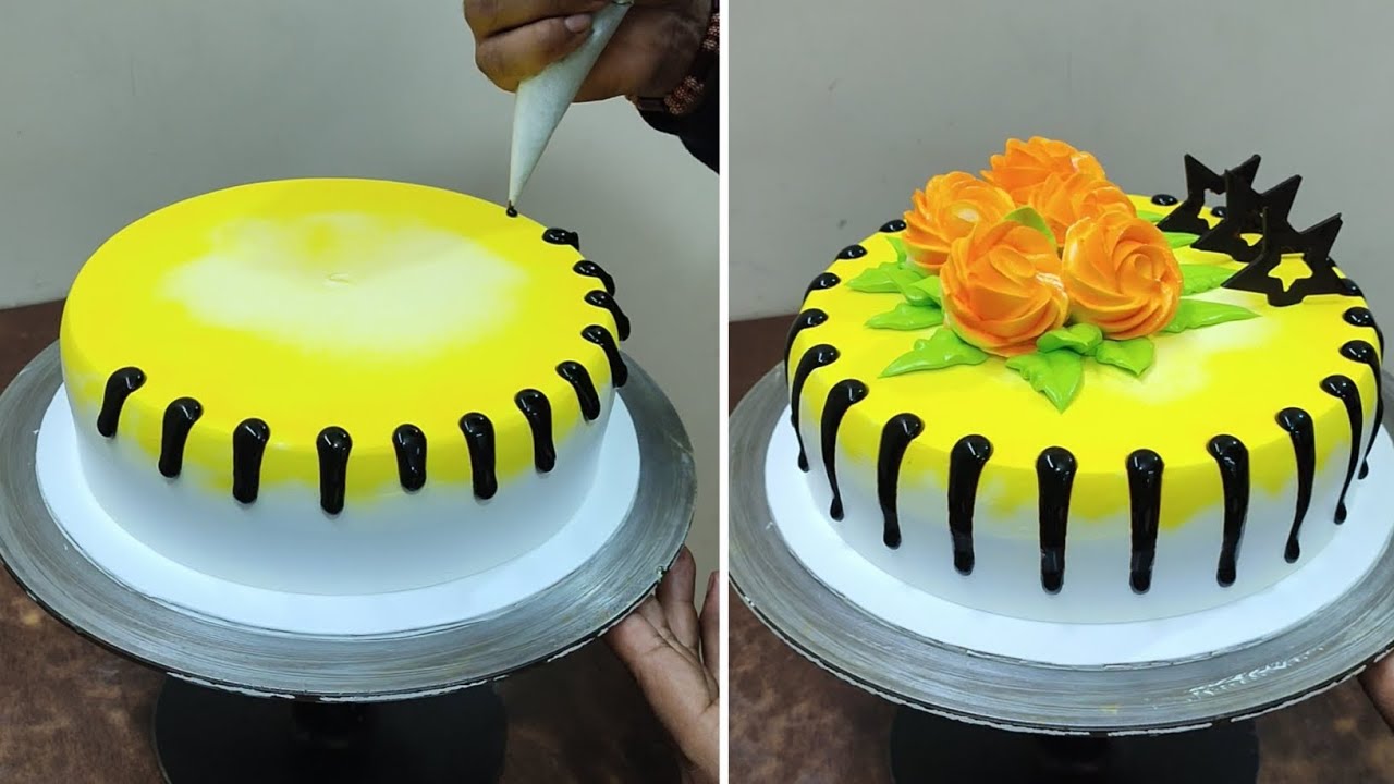 How To Make 1 Kg Vanilla Cake Design | Birthday cake design | Mukesh ...