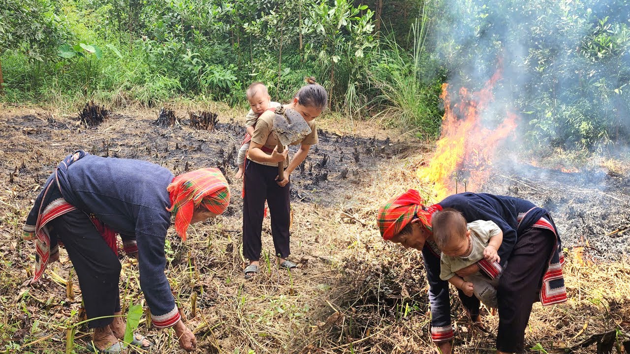 A Hard Day: Single Mother and Her 80-Year-Old Grandma Farming and ...