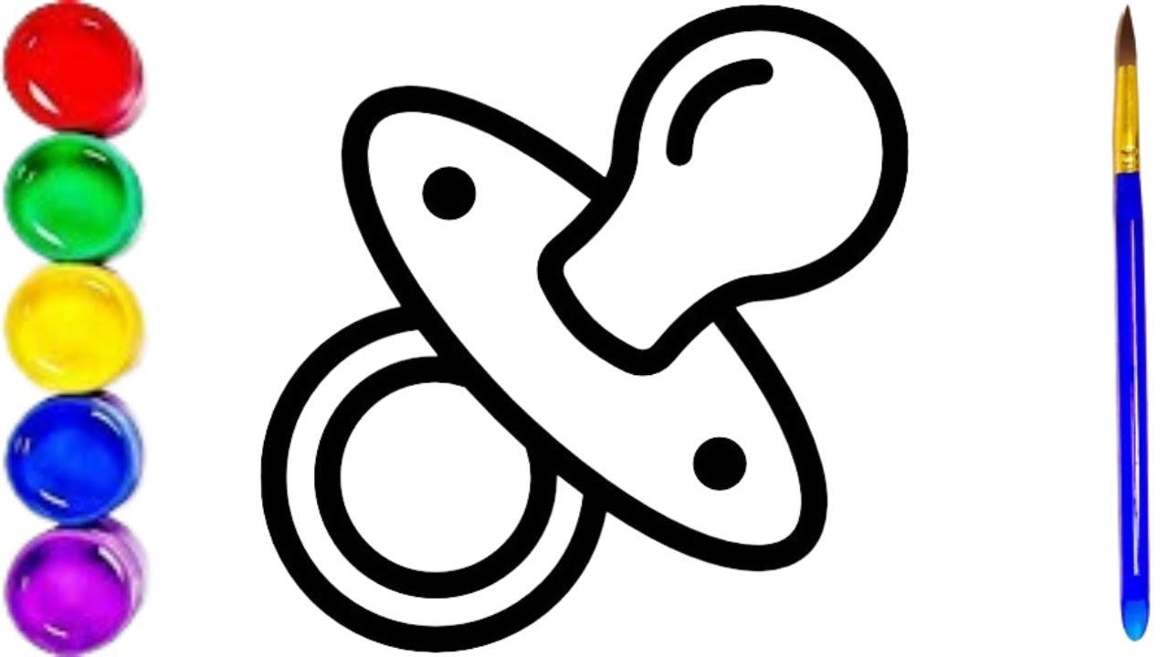 How to draw cute and easy Pacifier | Easy drawing and Coloring for Kids ...