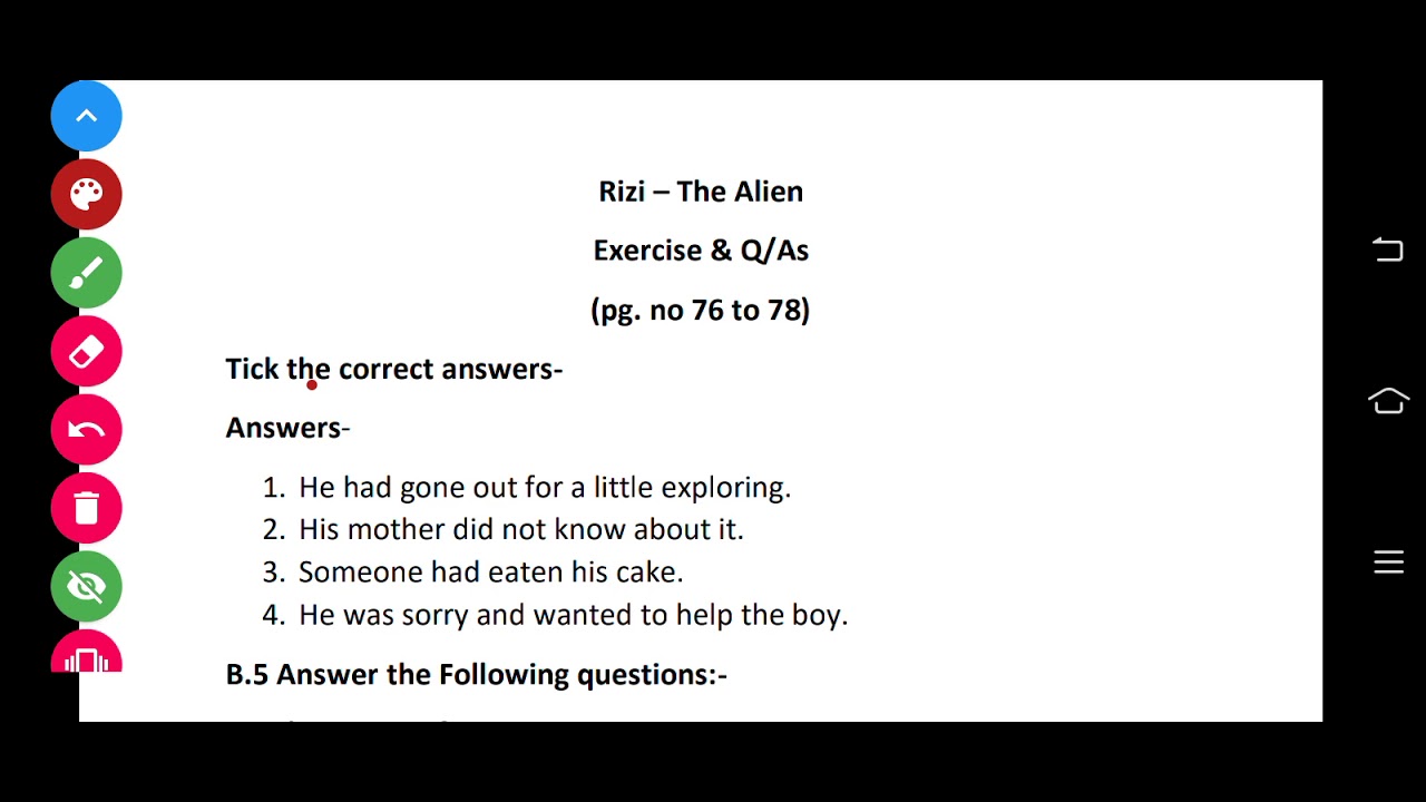 Solutions of Rizi - The Alien (Class 4) English Reader - YouTube