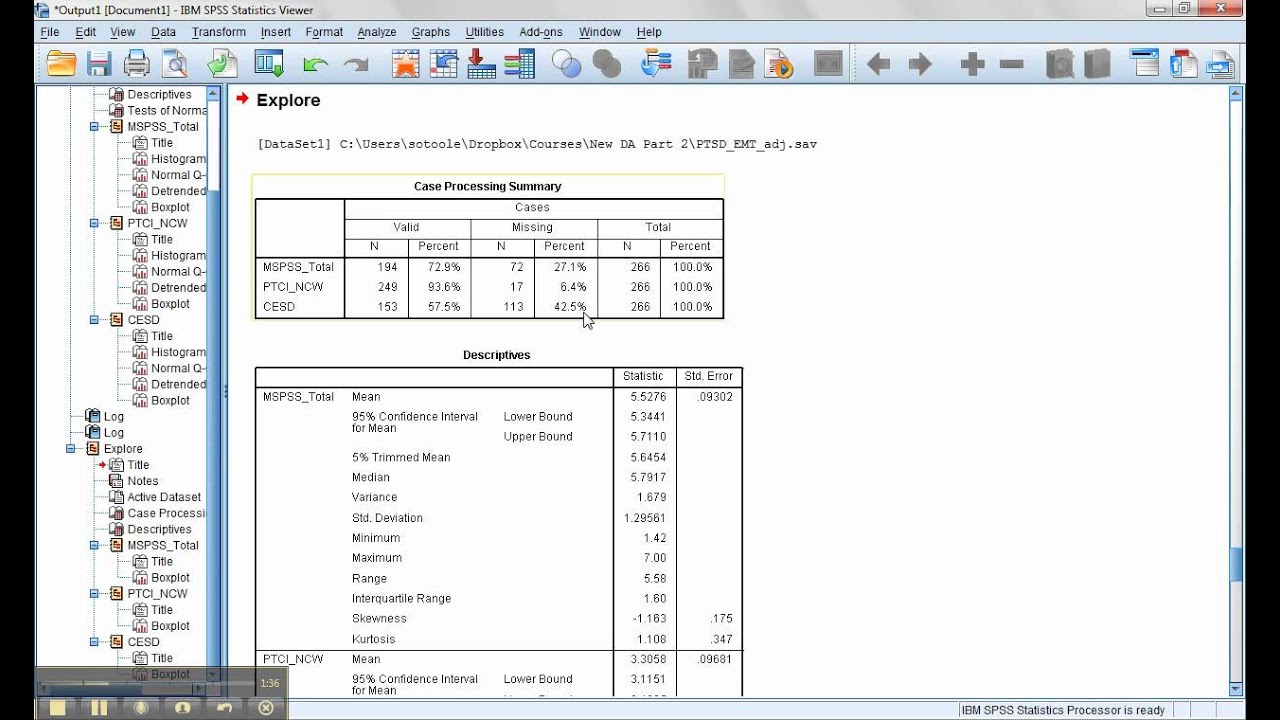 Data Screening in SPSS-Part 2: Explore and Missing data - YouTube