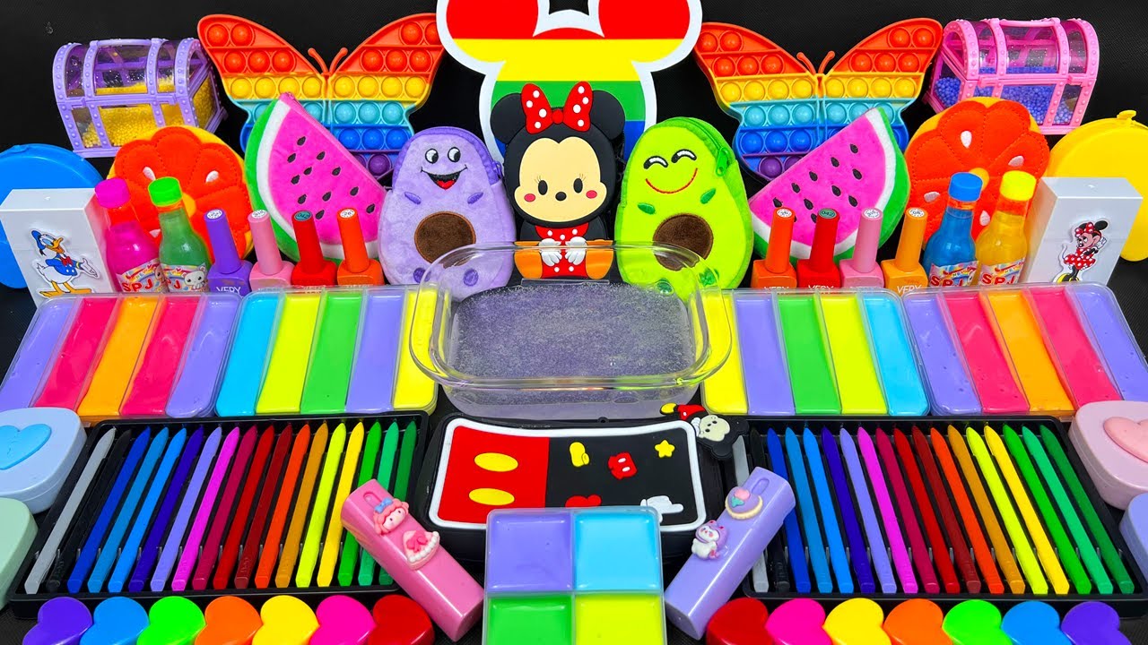 🌈Slime Mixing Random ASMR🌈💜 Mickey Mouse Slime 💝Mixing Random Into ...