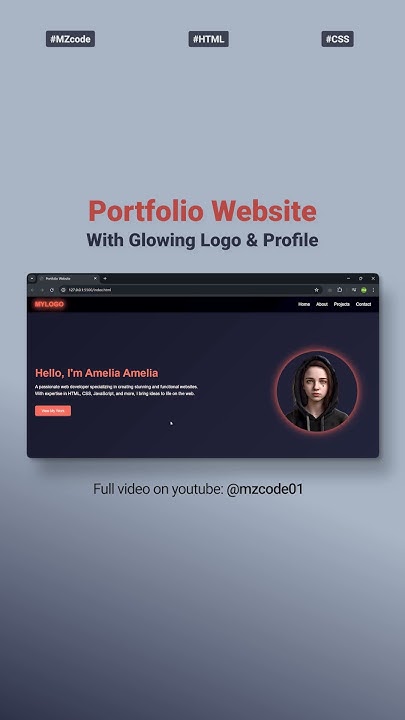 🚀 Portfolio Website with Glowing Logo & Profile Picture | HTML CSS Tutorial | MZCode01 #css # ...