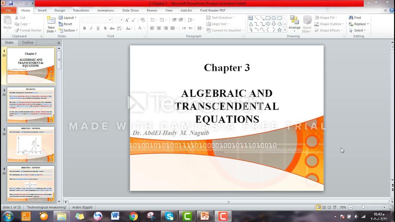 Solution of nonlinear algebraic equation bisection and iterative ...