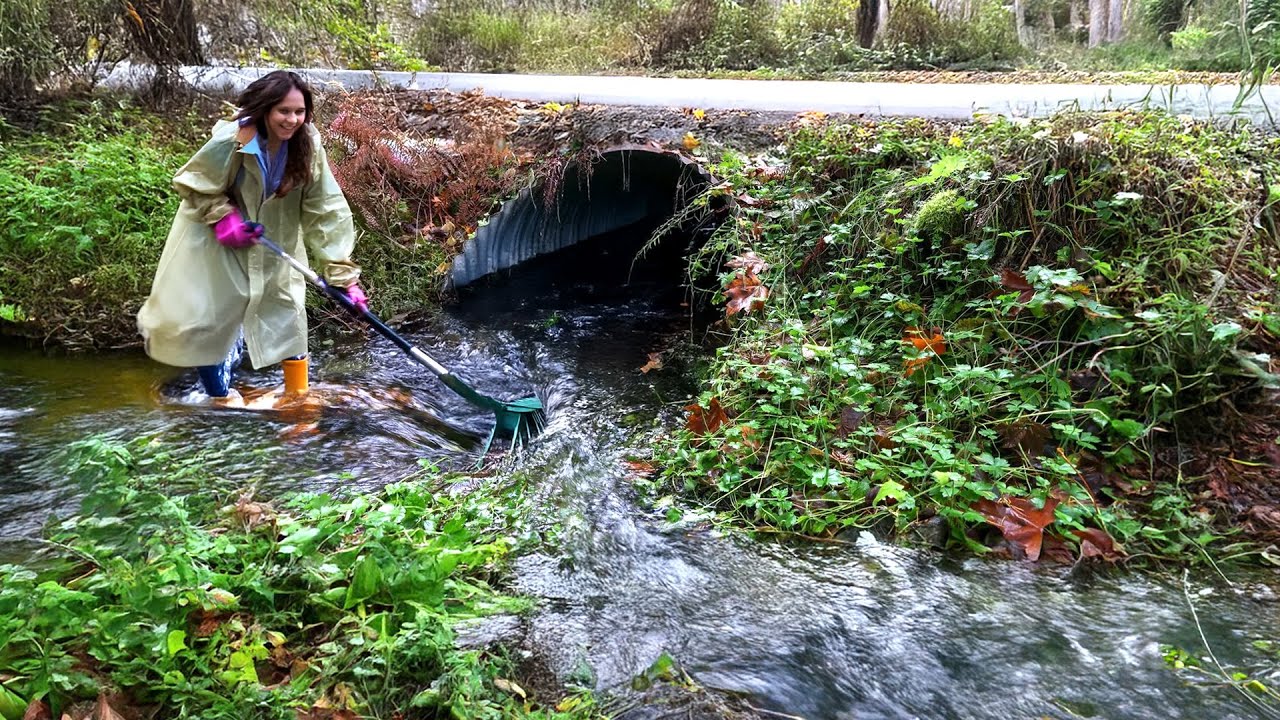 Culvert Drain Restoration Removing Stubborn Debris - YouTube