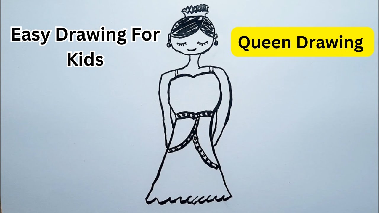 How to draw queen | Queen Drawing For kids | queen drawing with number ...