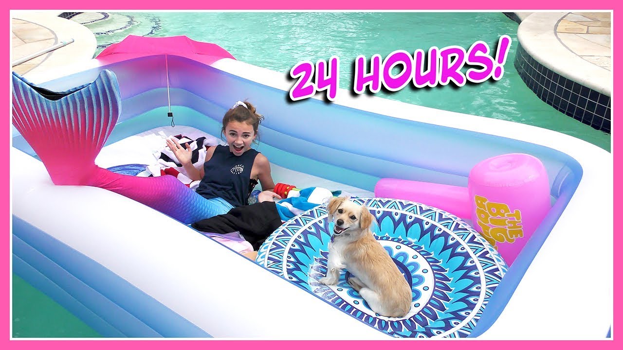 24 HOUR CHALLENGE OVERNIGHT IN MY POOL | Kayla Davis - YouTube