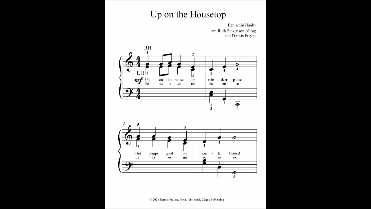 Up on the Housetop, arranged for beginner piano by Ruth Stevenson ...