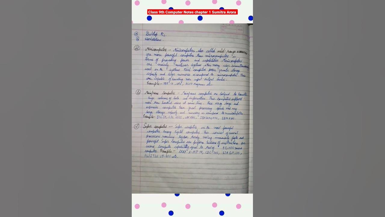 Class 9th Computer Notes chapter 1 Sumitra Arora #computer #notes # ...