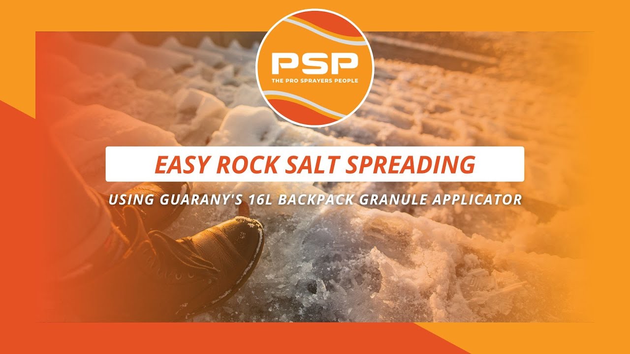 Easy rock salt spreading using Guarany's granule applicator - YouTube