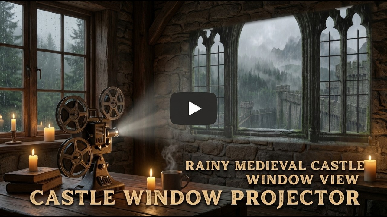 Medieval Castle Window Ambience 🏰 Rain & Thunderstorm (4K) | Castle ...