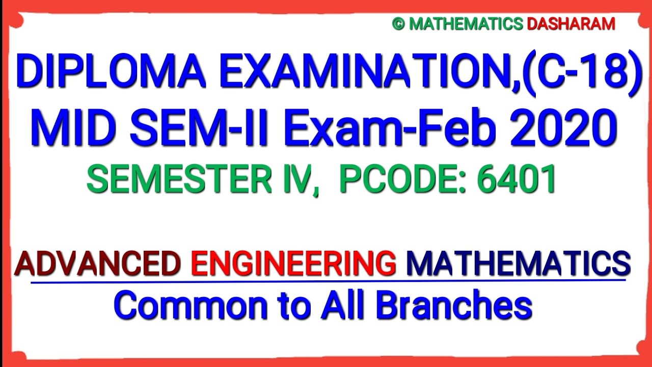 Mid Sem -2||Feb 2020 Paper||Maths||4th Sem Diploma - YouTube