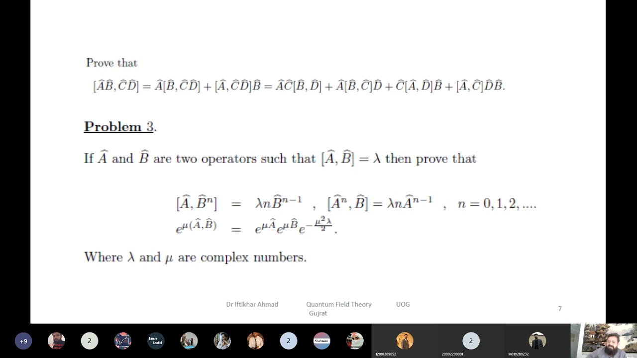 Lecture 5: Commutators,Application in Quantum Field Theory, Eigenvector ...