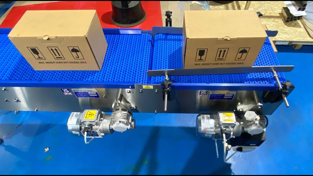 Transfer Conveyor using Modular Plastic Belt by C Trak ltd UK - YouTube