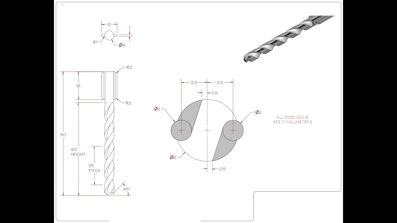 MODELLING DRILL BIT IN SOLIDWORKS - YouTube