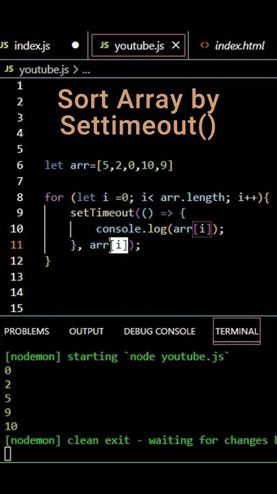 sorting #array by #settimeout in #javascript - YouTube