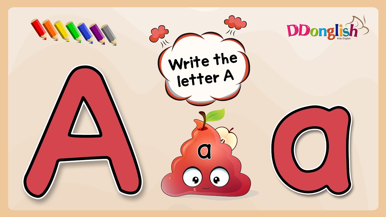 Learn to write the letter A with Anna Apple | Alphabet writing practice ...