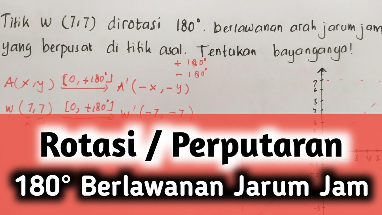 Matematika kelas 9 | #TransformasiGeometri Rotasi 180° Berlawanan arah ...