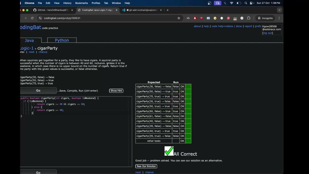 CodingBat Java | Logic-1 Section | cigarParty - YouTube CodingBat Java | Logic-1 Section | cigarParty - YouTube