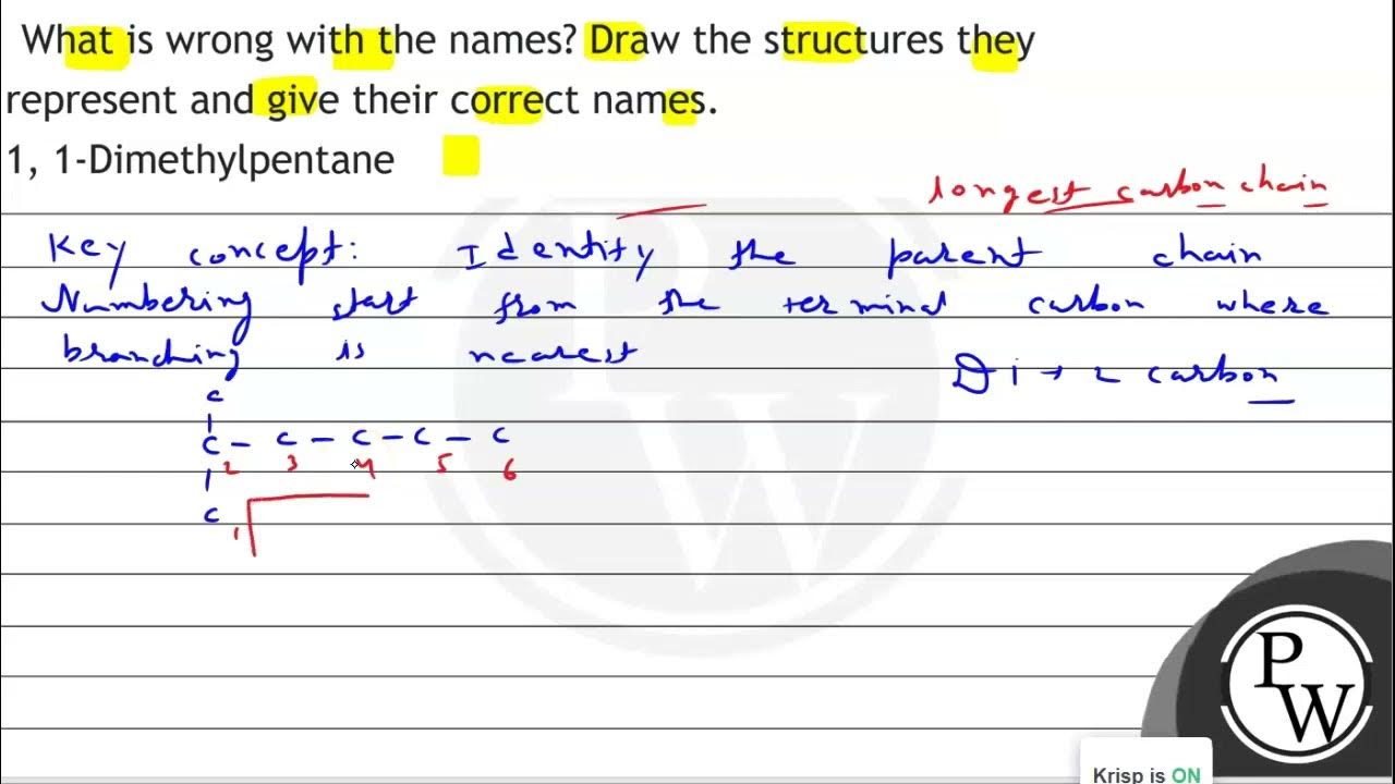 What is wrong with the names? Draw the structures they represent and give their correct names. 1 ...