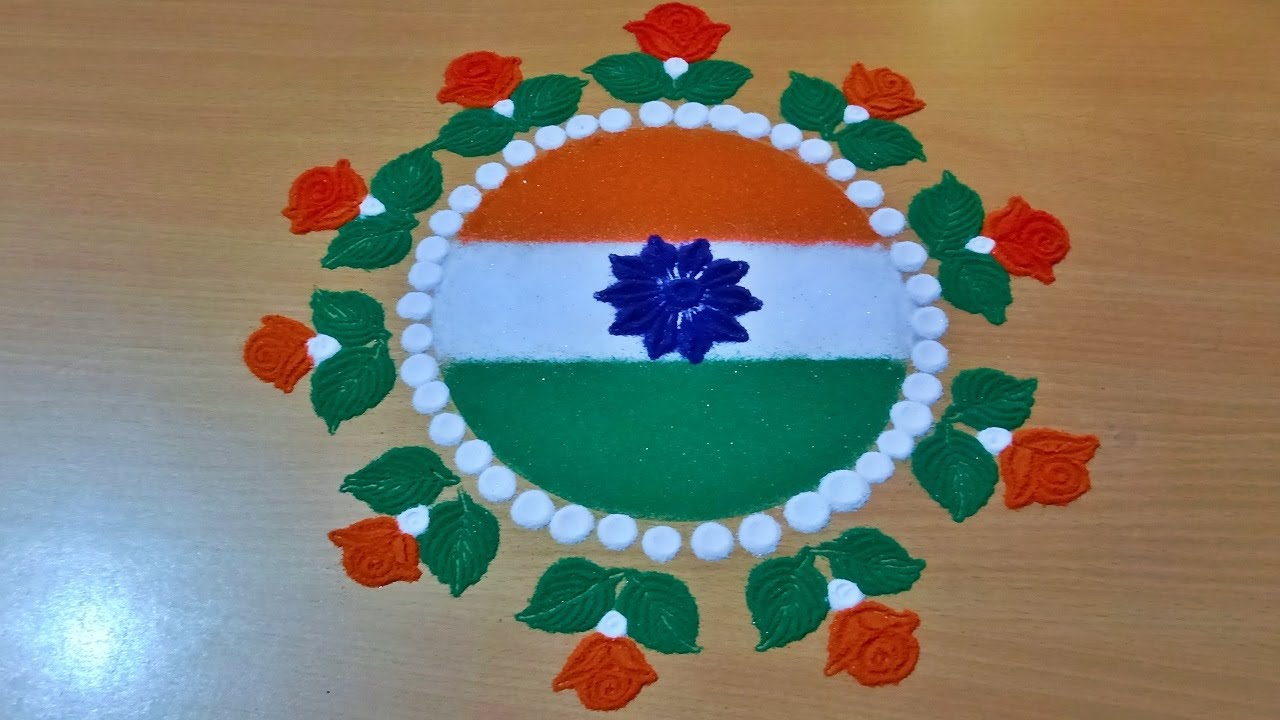 15 august rangoli design | independence day rangoli design | flag ...