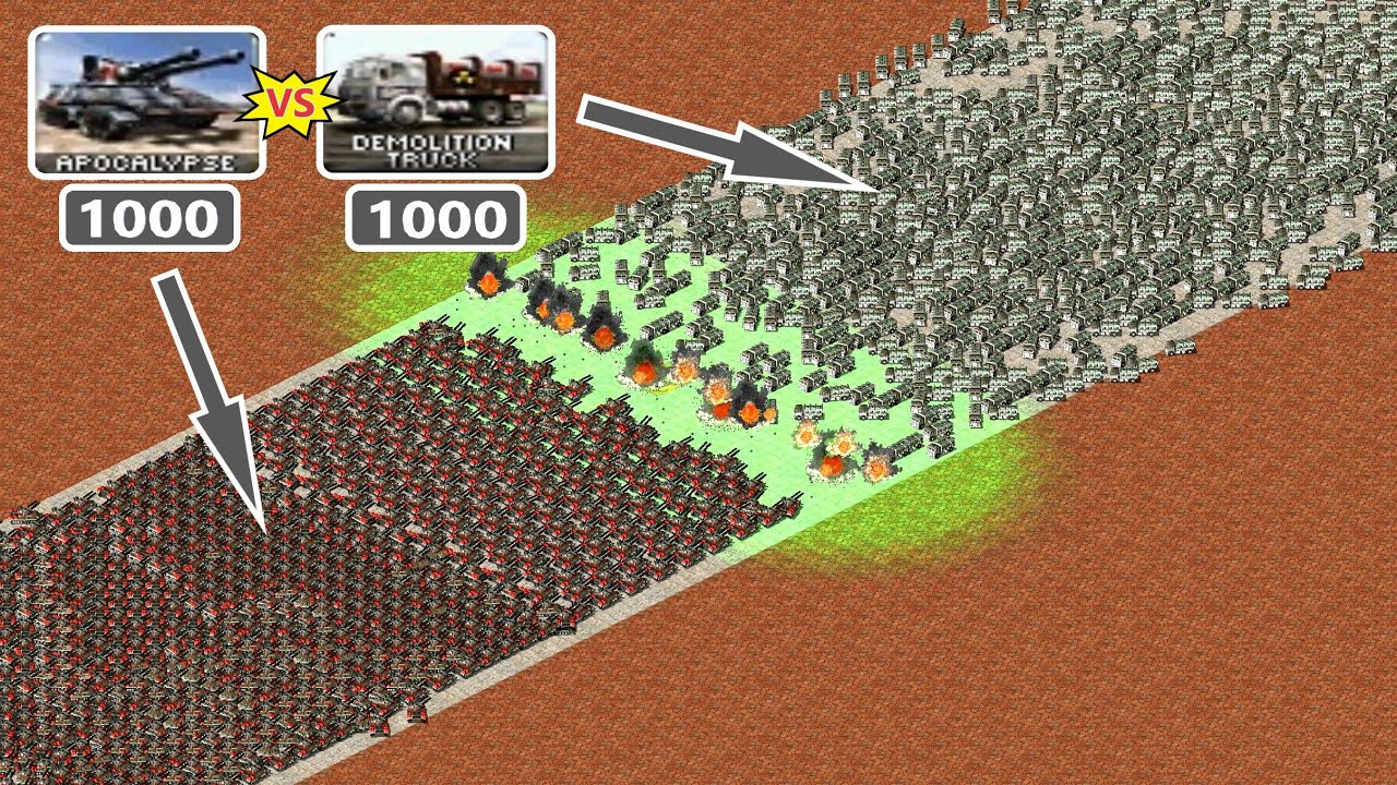 Massive Battle - Apocalypse vs Demolition Truck - Red Alert 2 - YouTube
