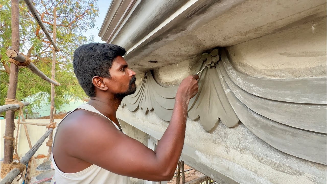 Amazing Art Of Design Work!-Wall front Drop design Plastering-Using by ...