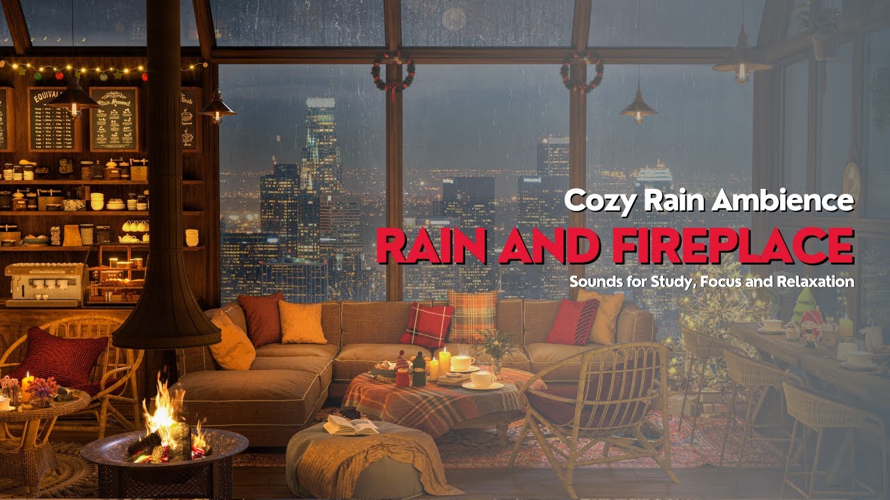Cozy Rain and Fireplace Ambience for Relaxation - Gentle Night Rain and ...