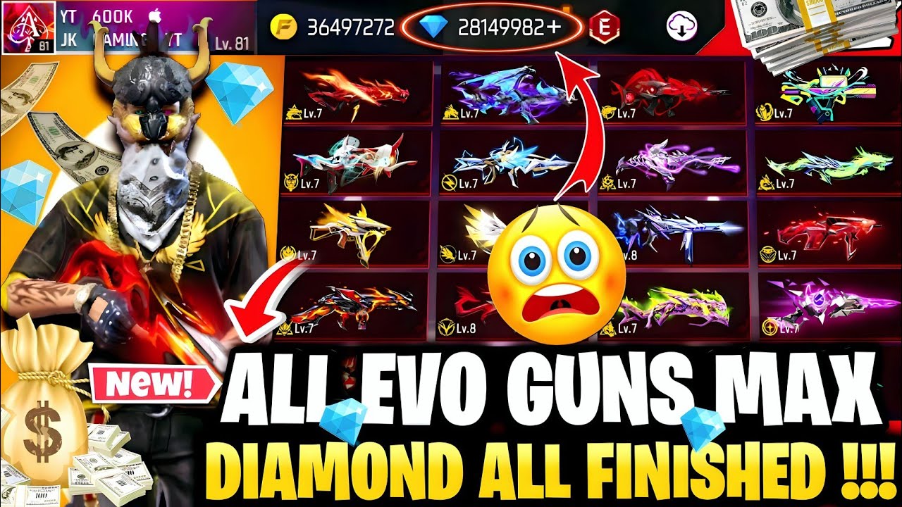 ALL EVO GUNS MAX FREE FIRE | ALL EVO GUN MAX WITH MORE THAN 1,00,000 ...