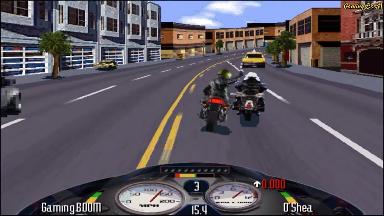 Road Rash Motorcycle Bike Racing Video Game Fight With Traffic Police ...