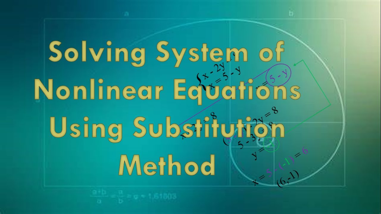 Solving Systems Of Nonlinear Equations By Substitution Method Youtube
