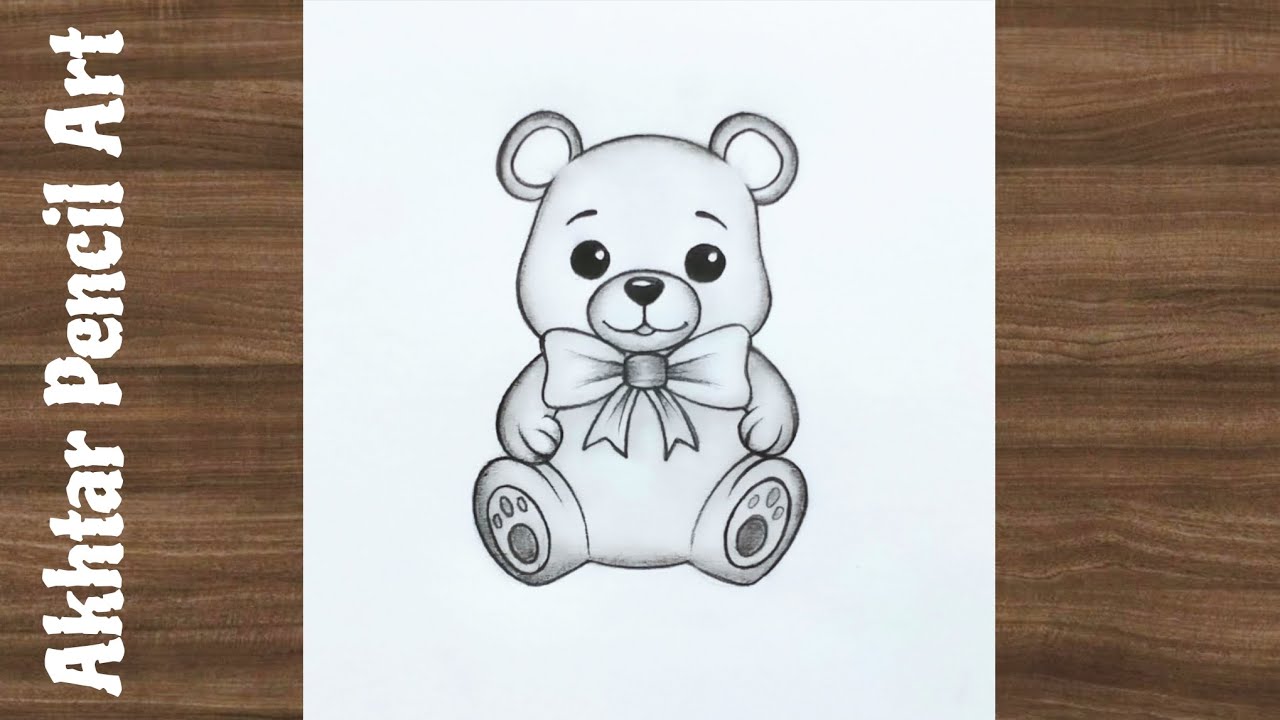 How To Draw Cute Teddy Bear Drawing, A Cute Teddy Bear Pencil Art Step ...