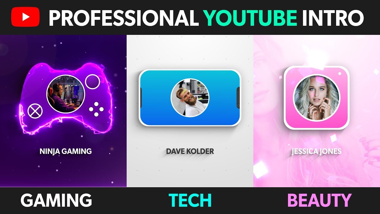 Professional YouTube Intro - Gaming, Tech, Review, Beauty Guru Channel ...