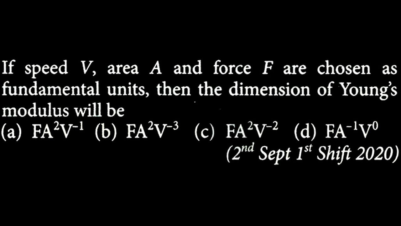 If speed V, area A and force F are chosen as fundamental units, then ...