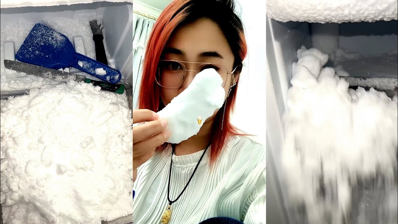 FREEZER FROST EATING & SCRAPING / WHITE ICE. ICE EATING - YouTube