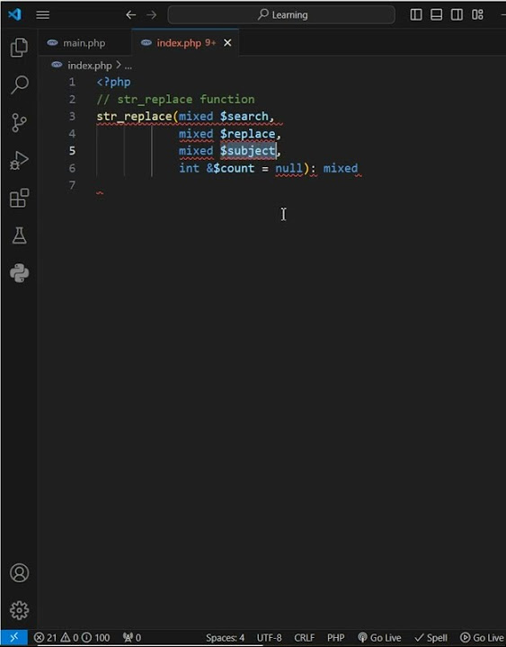 The str_replace function in PHP. #php #programming #coding #search #strings #shorts - YouTube