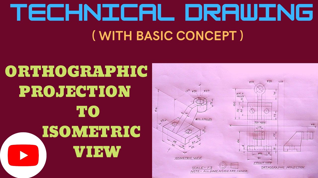 Orthographic Projection se Isometric view in Engineering Drawing in Hindi.#Isometric view in ...